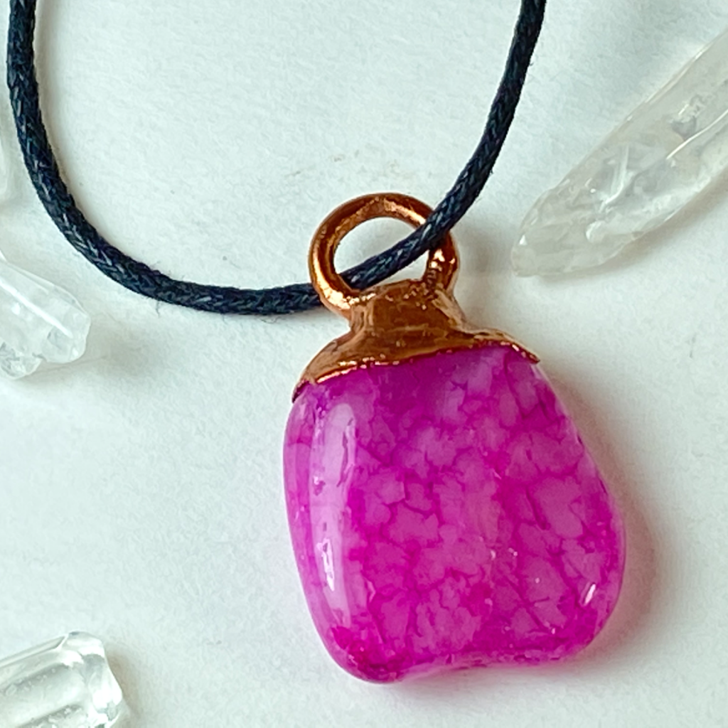 Pendant Necklace Copper October Mystical Birthstone Raw Rhodonite ...