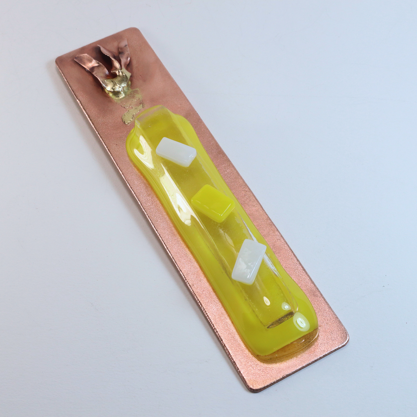 Mezuzah Fused Glass Case with Copper Shin and Fused Glass Accent 6 ...