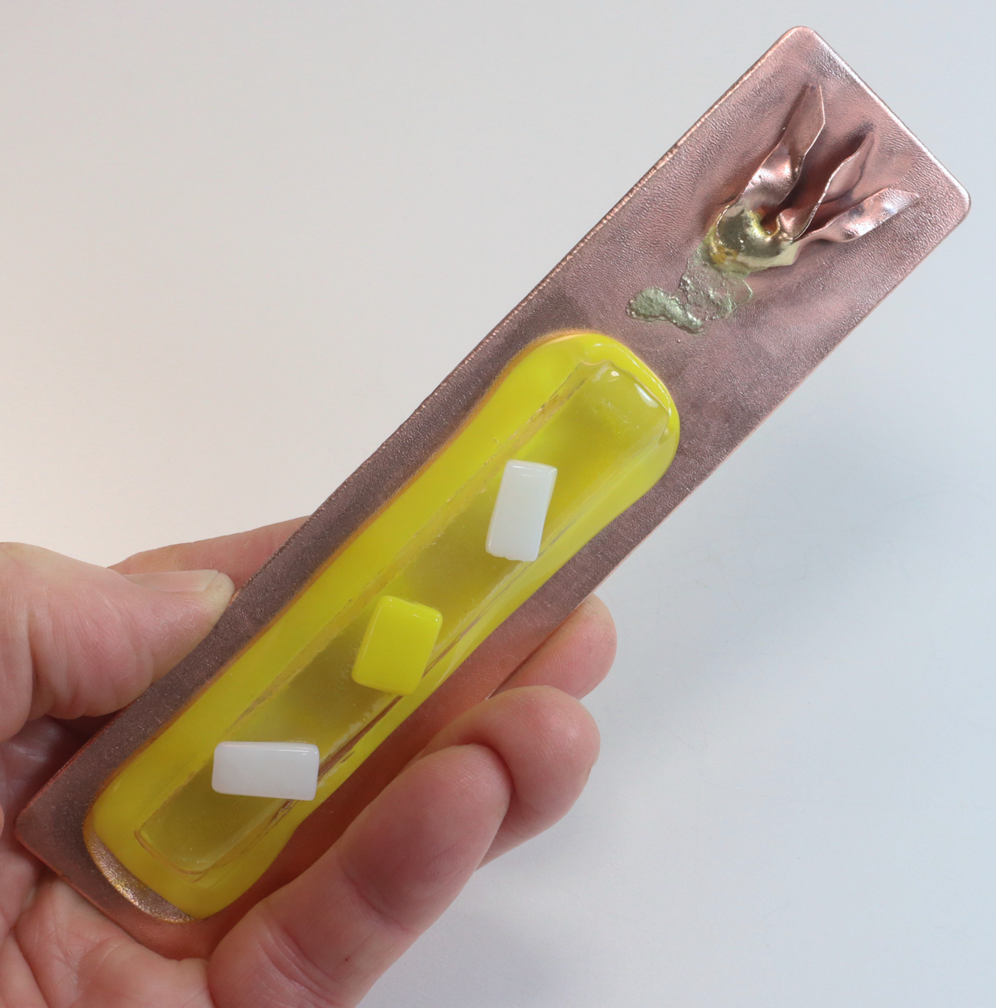 Mezuzah Fused Glass Case with Copper Shin and Fused Glass Accent 6 ...